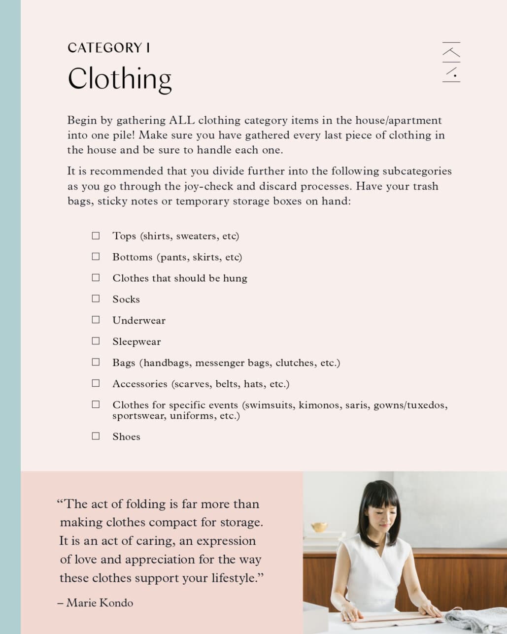 The KonMari Method - Checklist by Category for a Tidying Festival ...